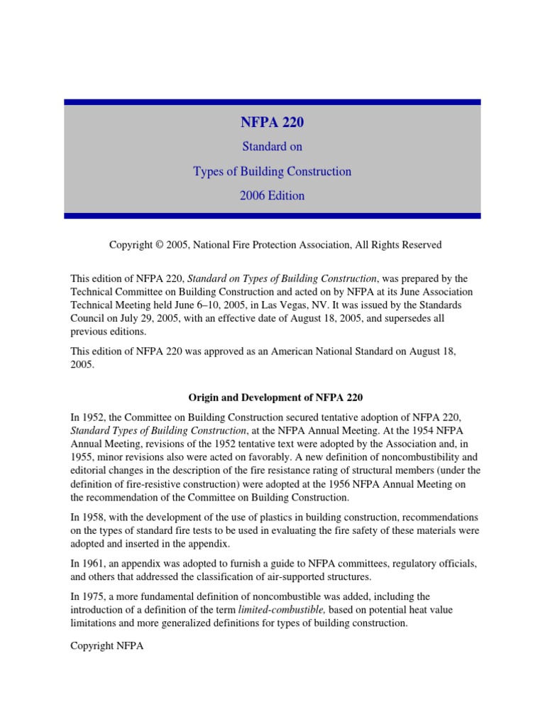 Nfpa-220 (2006) | PDF | Wall | Framing (Construction)