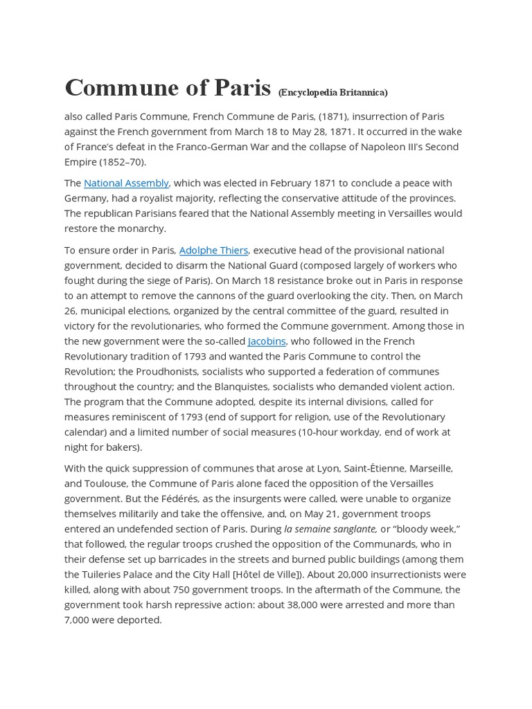Commune of Paris: National Assembly | PDF | France | Politics Of France