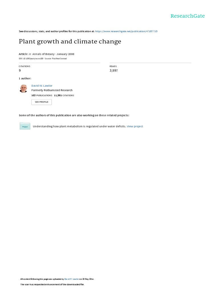 Plant Growth and Climate Change | PDF | Photosynthesis | Carbon Dioxide