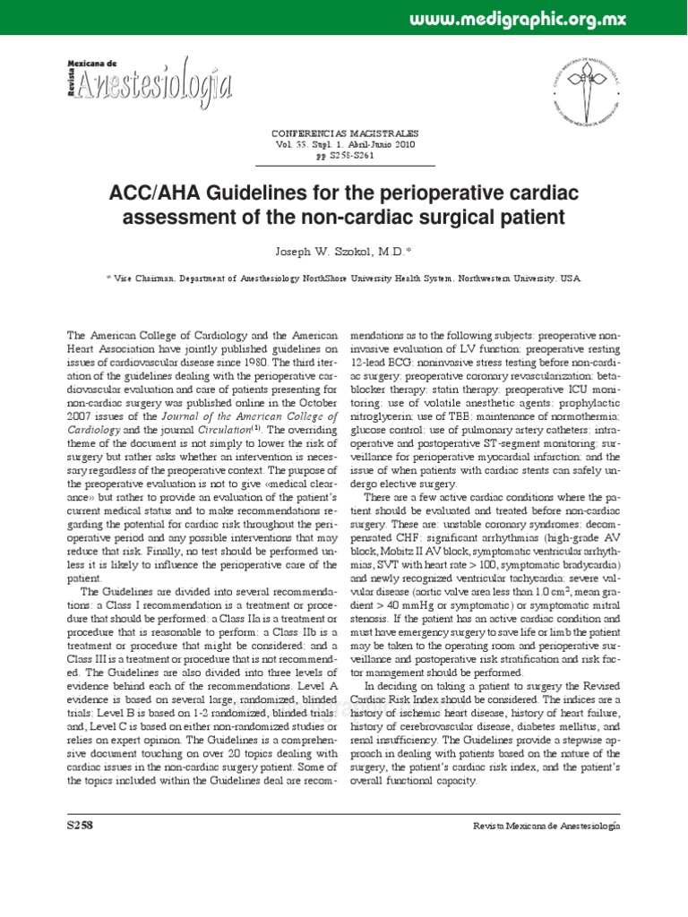 ACC/AHA Guidelines for perioperative cardiac assessment | PDF ...