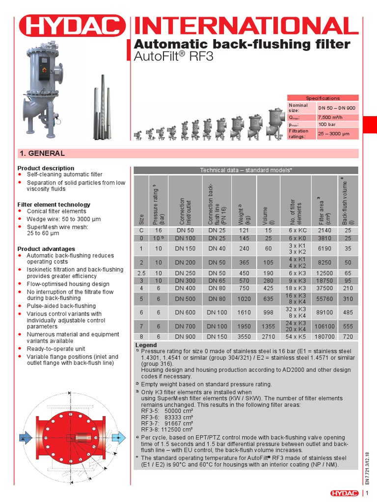 Autofilt Rf3: Automatic Back-Flushing Filter | PDF | Filtration | Valve