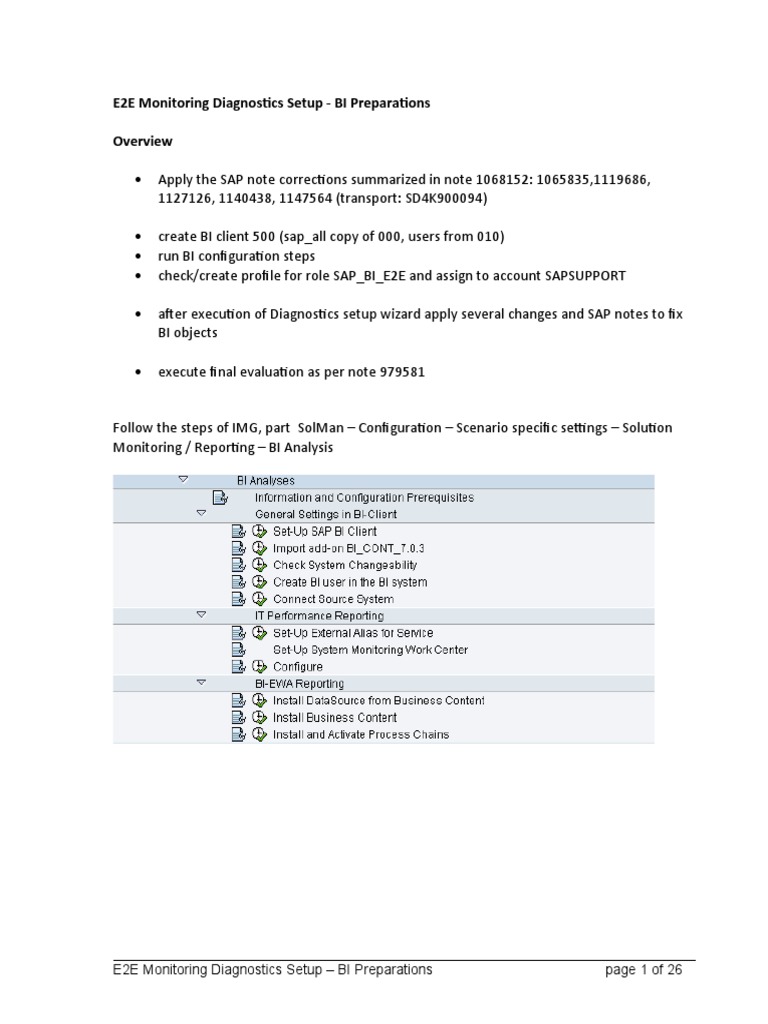 E2E Monitoring Diagnostics Setup - BI Preparations | PDF | Metadata ...