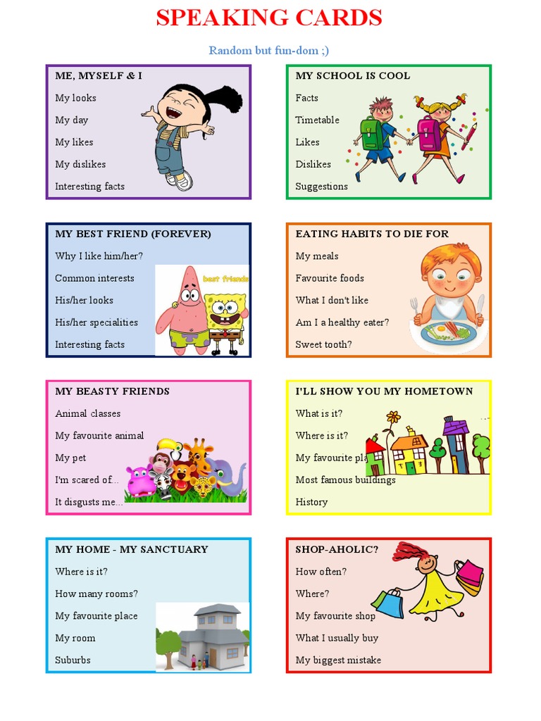 Speaking Cards Random But Fundom Fun Activities Games 111724 | PDF