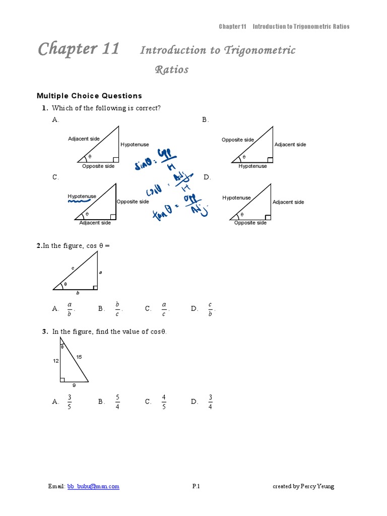 S2 CH 11 Introduction To Trigonometric Ratios Q | PDF | Trigonometric ...