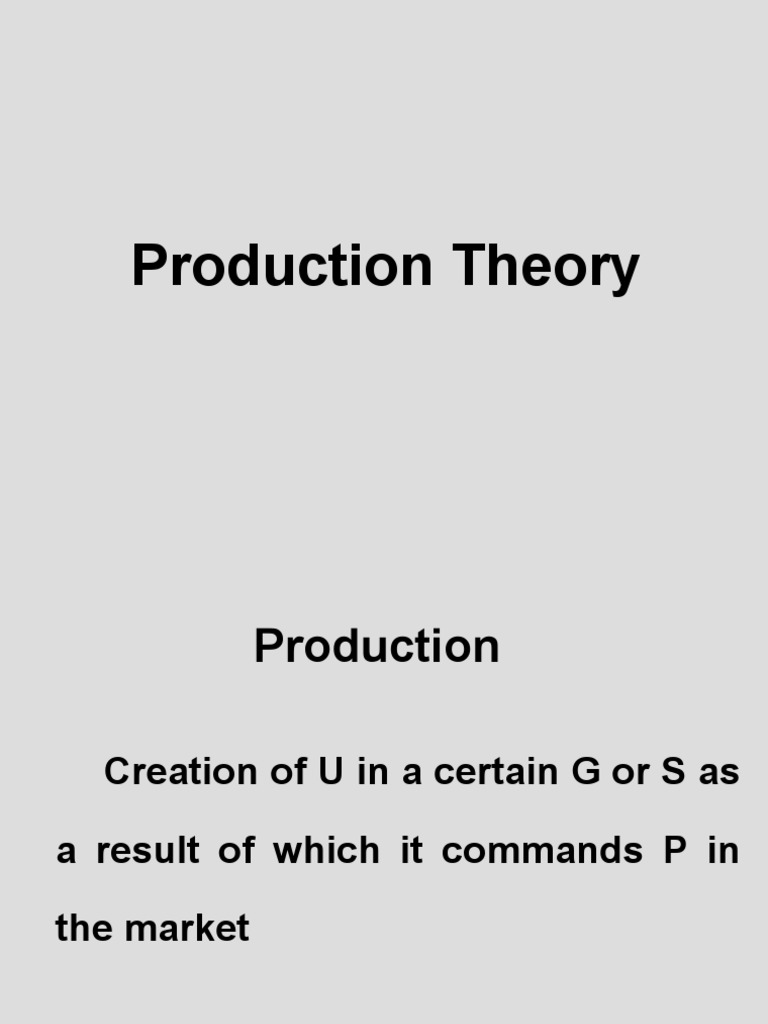 Production Theory | PDF