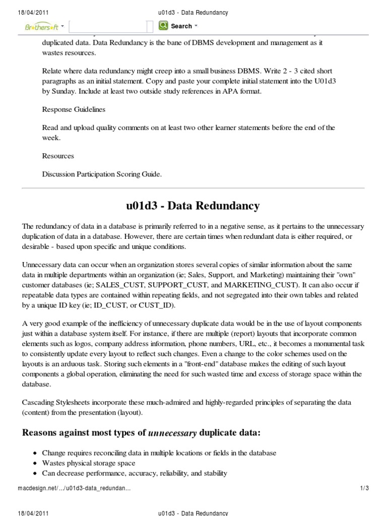 U01d3 - Data Redundancy | PDF | Databases | File System