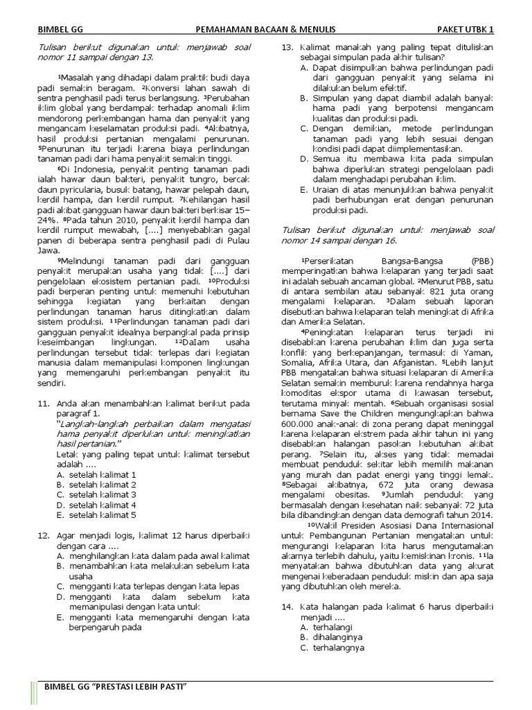 Paket 1 Tps Pengetahuan Bacaan & Menulis To Akbar | PDF