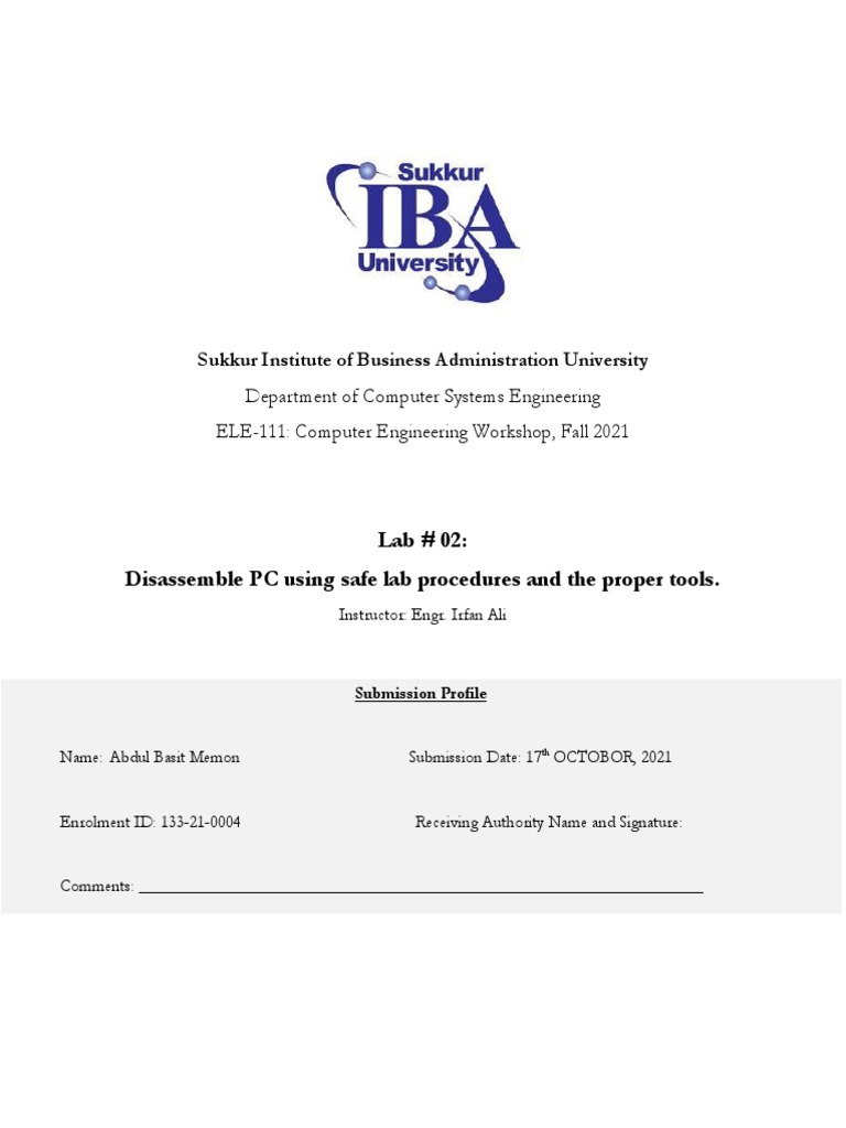 Lab2 Abdul Basit Memon | PDF | Hard Disk Drive | Computer Hardware