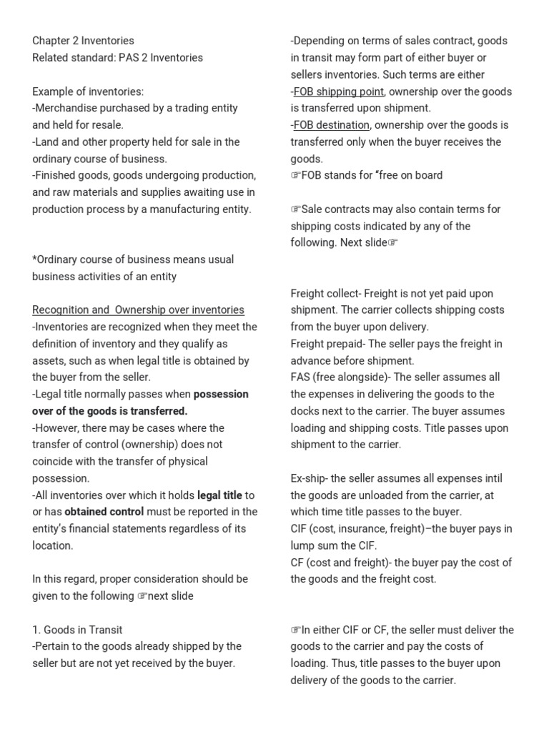 Chapter 2 Inventories | PDF | Cost Of Goods Sold | Inventory