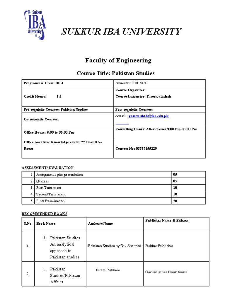 Pakistan Studies Course Overview 2021 | PDF | Pakistan | South Asia