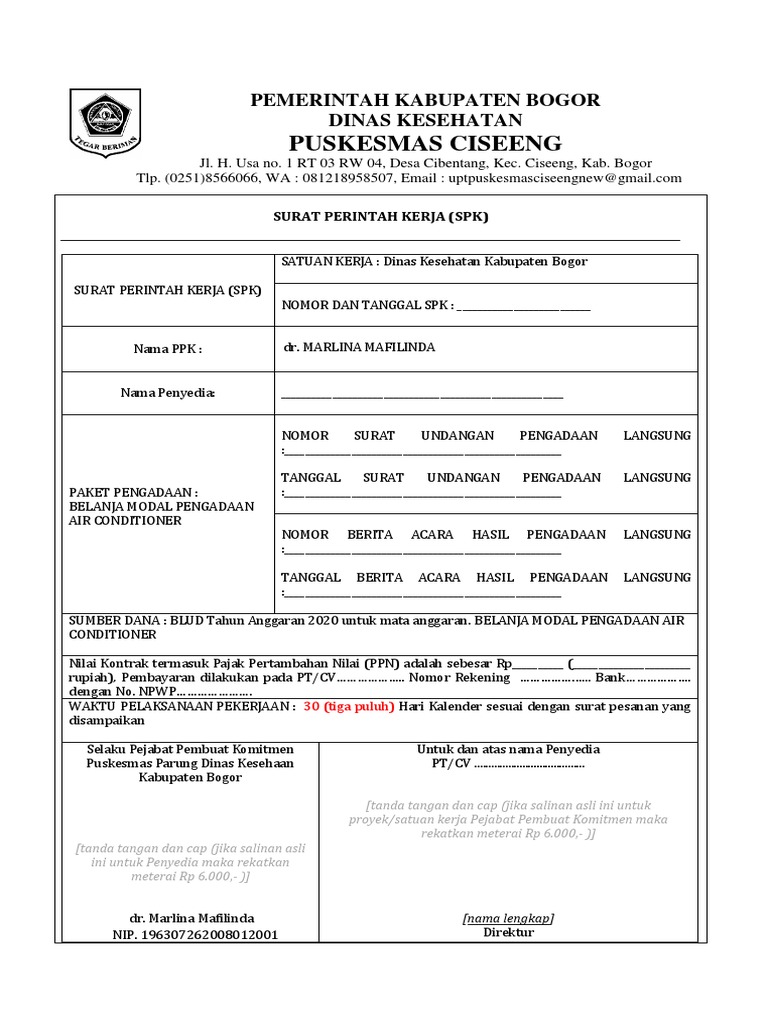 Draf SPK AC Ciseeng | PDF | Bisnis | Teknologi & Rekayasa