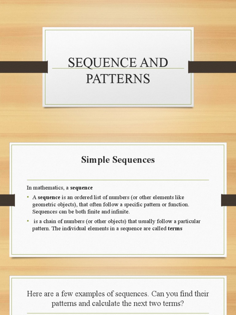 Sequence and Patterns | PDF | Series (Mathematics) | Mathematics