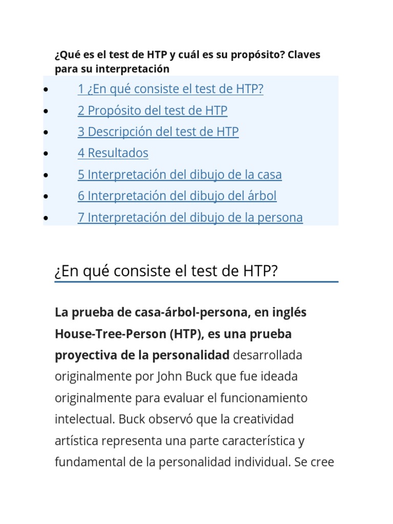 Qué Es El Test de HTP y Cuál Es Su Propósito | PDF | Inteligencia ...