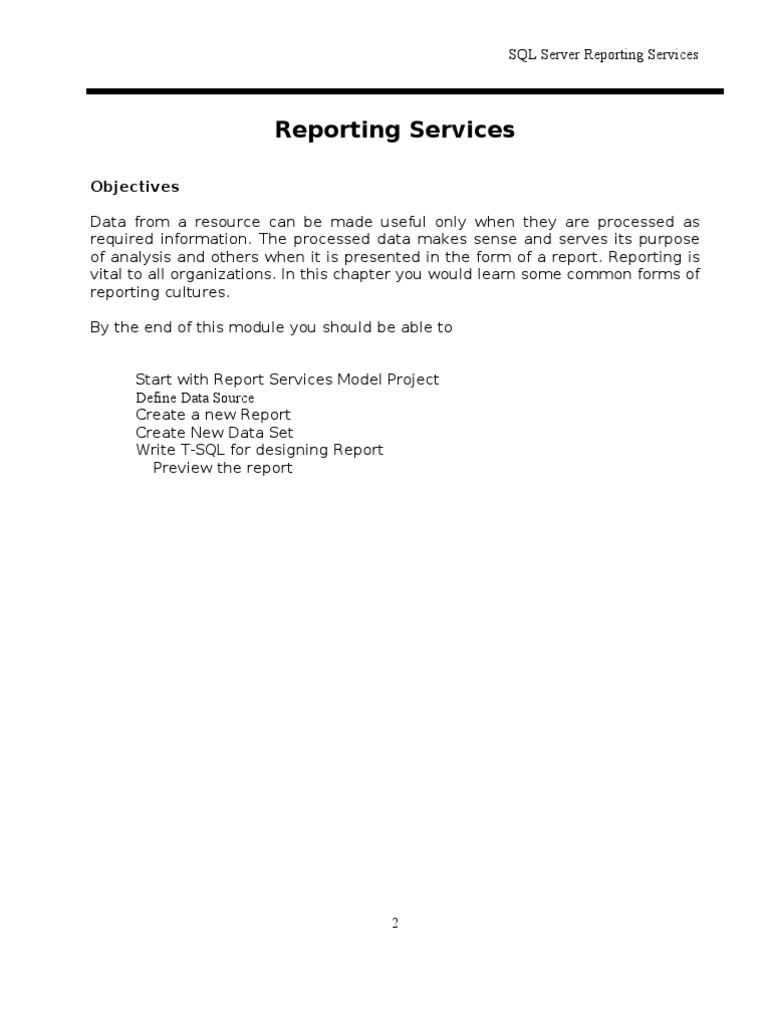 4-Reporting Services | PDF | Sql | Microsoft Sql Server