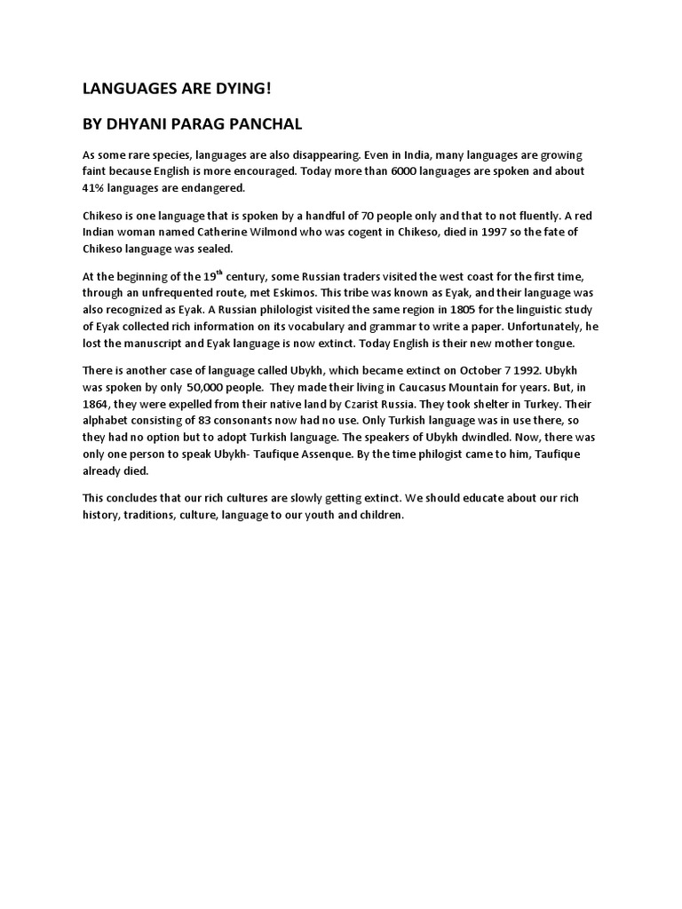 Dying Languages | PDF | Social Science | Classics