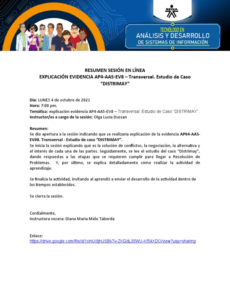 Resumen Sesión en Línea EXPLICACIÓN EVIDENCIA AP4-AA5-EV8 - Transversal. Estudio de Caso ...