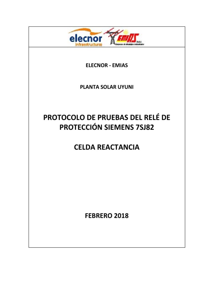 Protocolo CELDA REACTANCIA | PDF | Ingenieria Eléctrica | Equipo de oficina