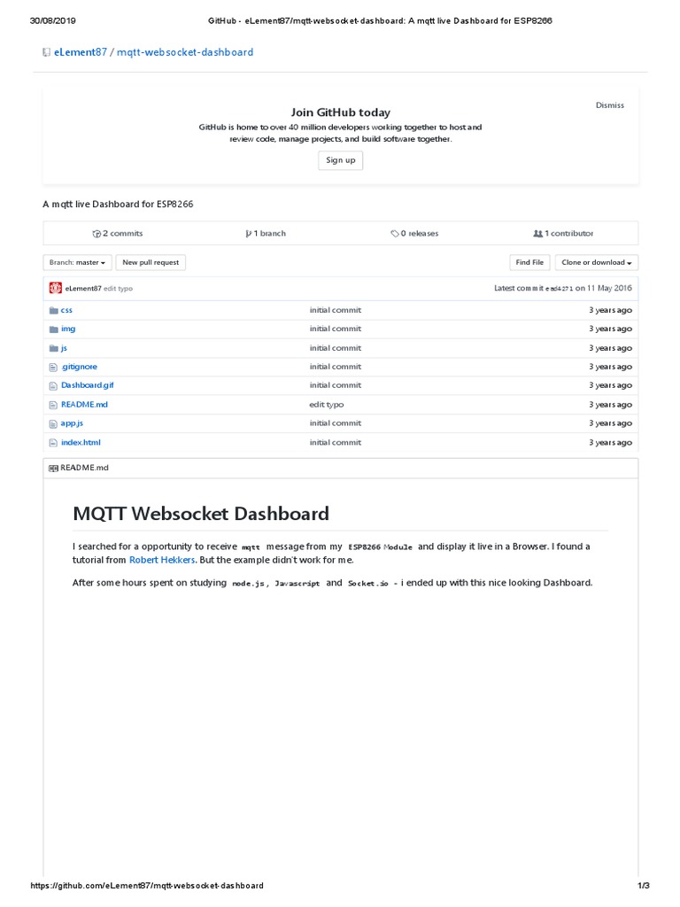 Github Element87 Mqtt Websocket Dashboard A Mqtt Live Dashboard