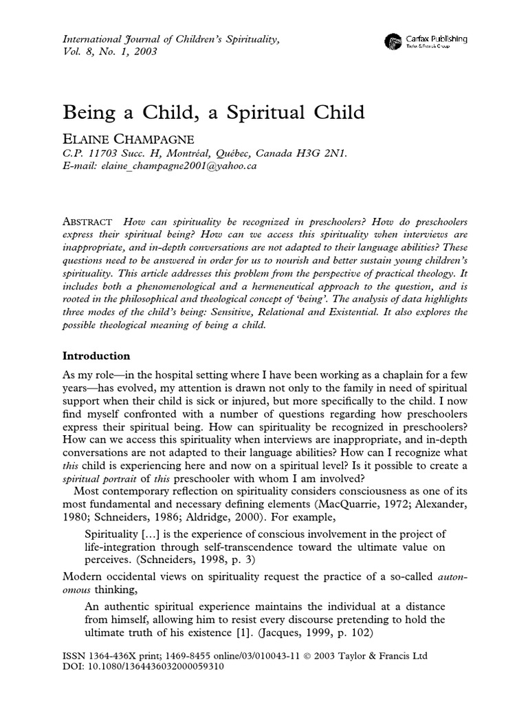 Being A Child and Children Spirituality | PDF | Spirituality ...
