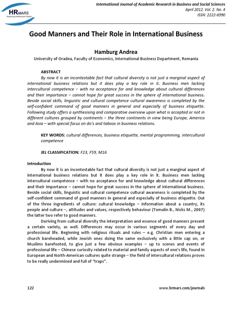 Good Manners and Their Role in International Business | Download Free ...