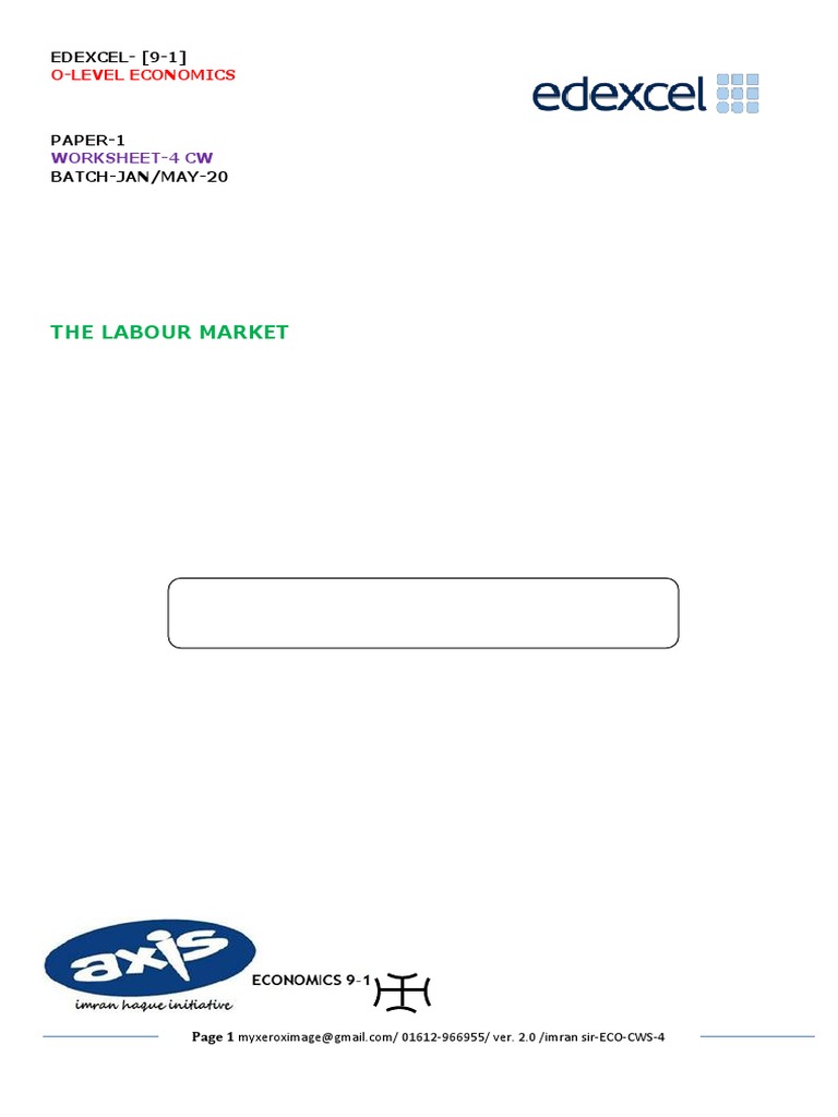 The Labour Market: Worksheet-4 CW | Download Free PDF | Labour ...
