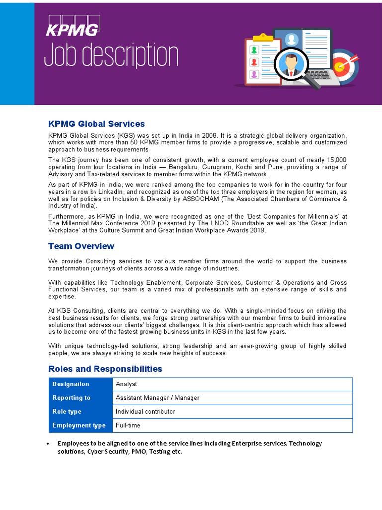 KPMG India Analyst Role Overview | PDF | Consultant | Employment