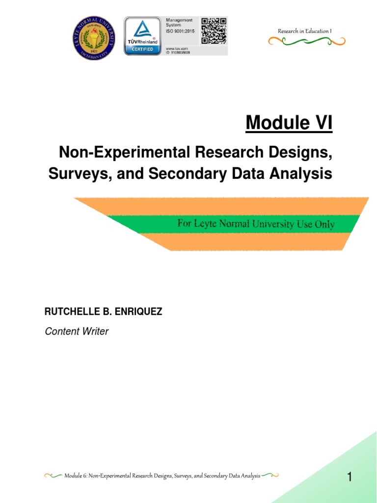 Non-Experimental Research Designs, Surveys, and Secondary Data Analysis | PDF | Page Layout ...