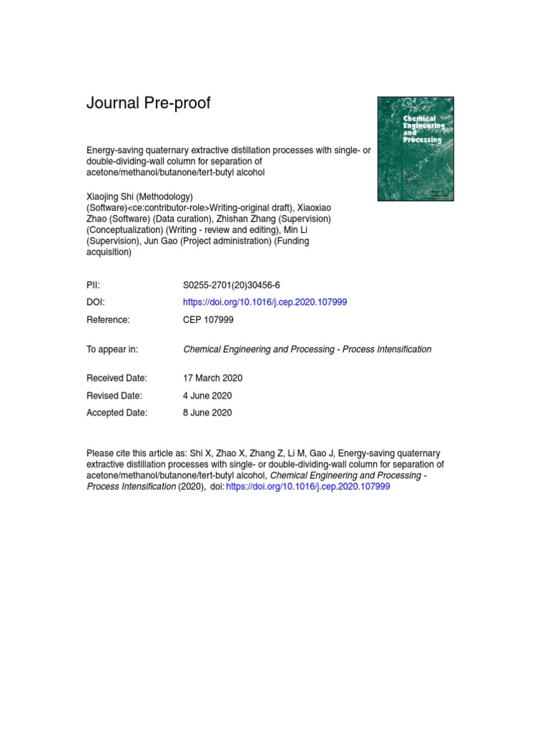 2020 - Energy-Saving Quaternary ED Processes With Single or Double DWC ...