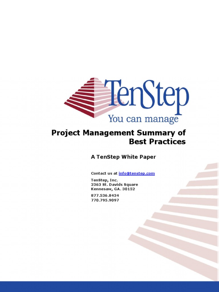 Project Management Summary of Best Practices: A Tenstep White Paper | PDF | Project Management ...