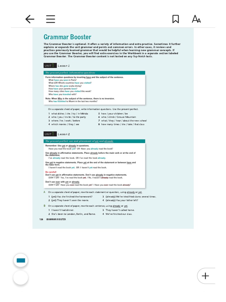 Grammar Booster: Lesson 1 | PDF | Cognition | Linguistics