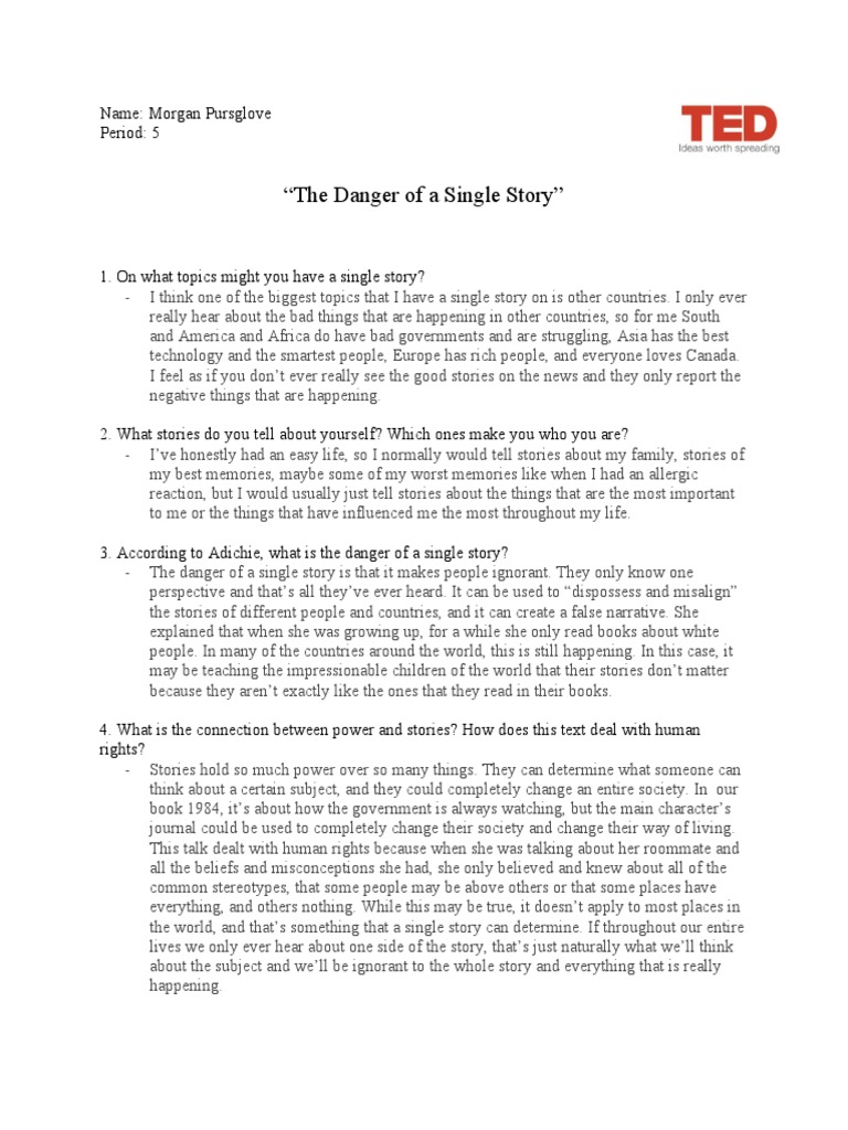 The Danger of A Single Story | PDF