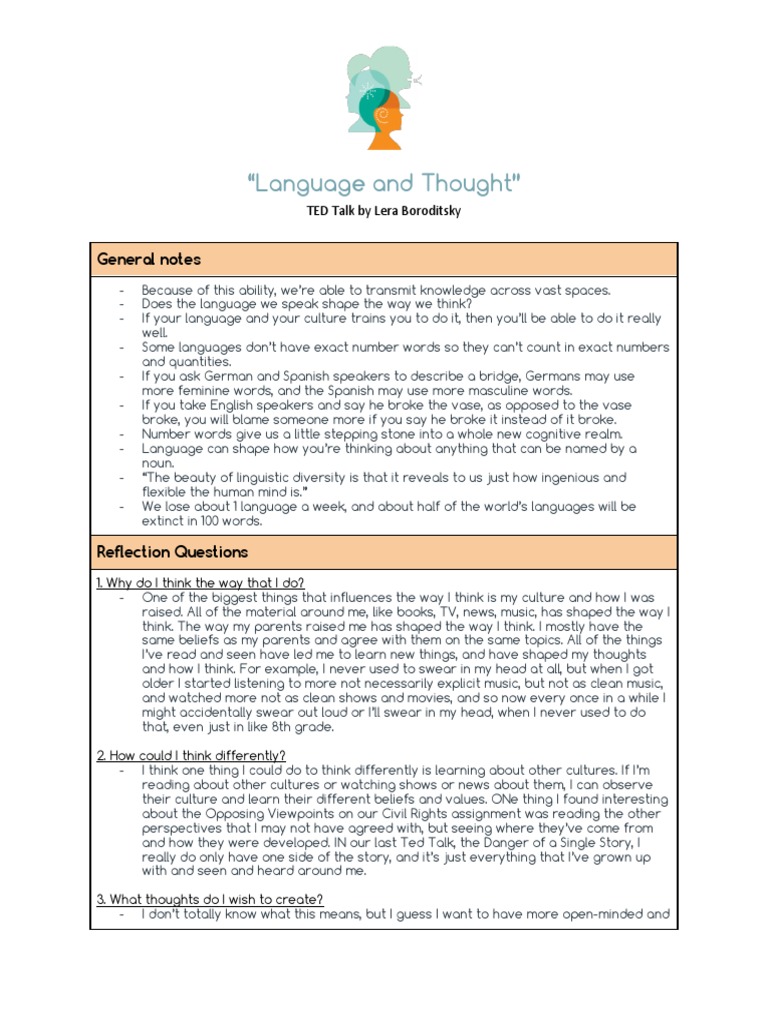 Language's Impact on Thought and Culture | PDF | Cognition | Communication