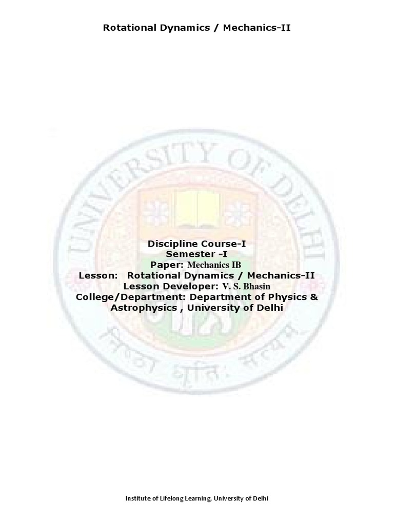 Rotational Dynamics Mechanics-II | PDF | Rotation Around A Fixed Axis | Torque