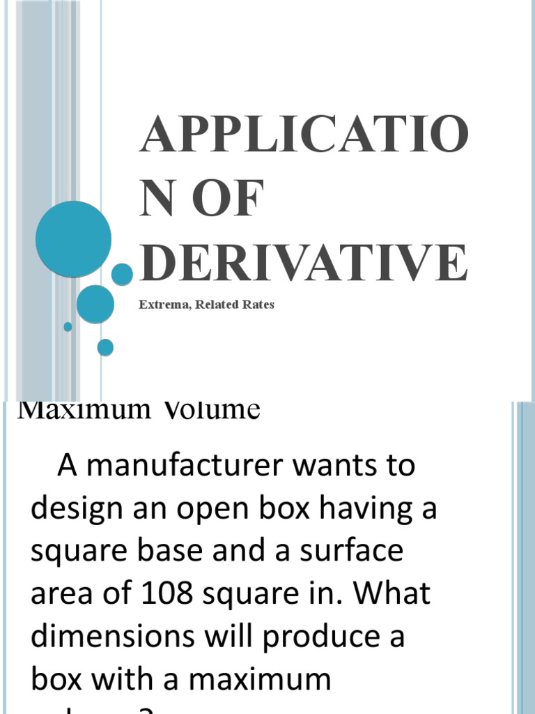 Applicatio NOF Derivative: Extrema, Related Rates | PDF