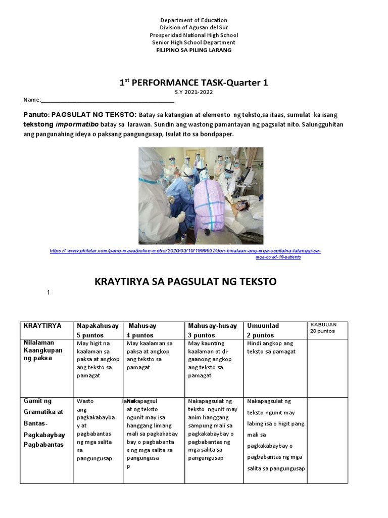 Filipino Performance Task | PDF