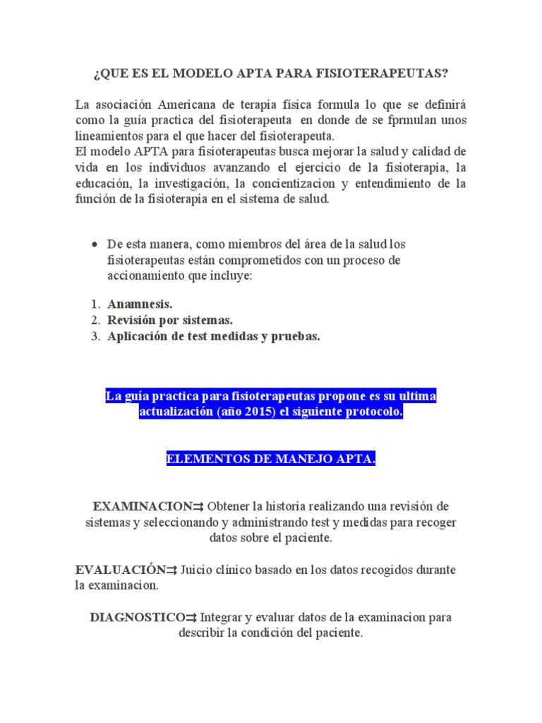 APTA | PDF | Terapia física | Medicina CLINICA