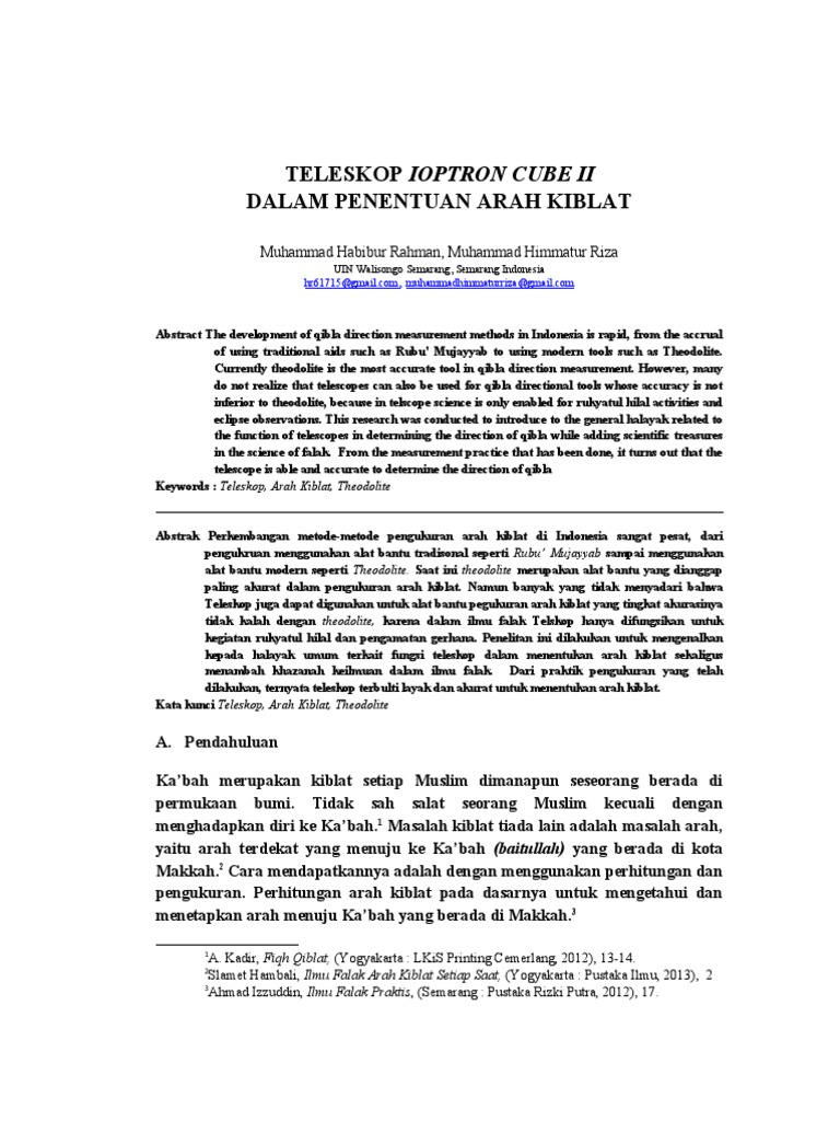 Teleskop Ioptron Cube II Dalam Penentuan Arah Kiblat | PDF