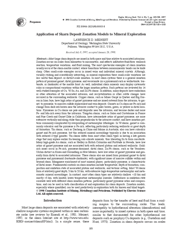 Application of Skarn Deposit Zonation Models To Mineral Exploration ...