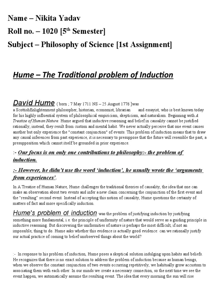 Hume - The Traditional Problem of Induction | PDF | Inductive Reasoning ...