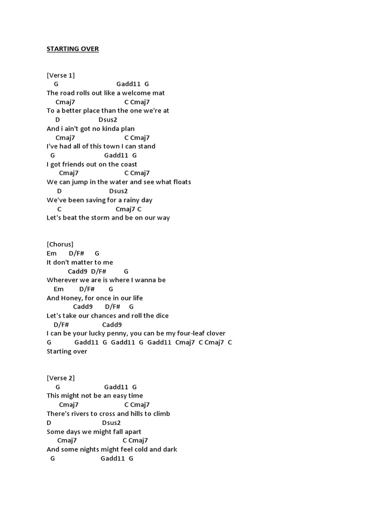 Starting Over - Chris Stapleton | PDF