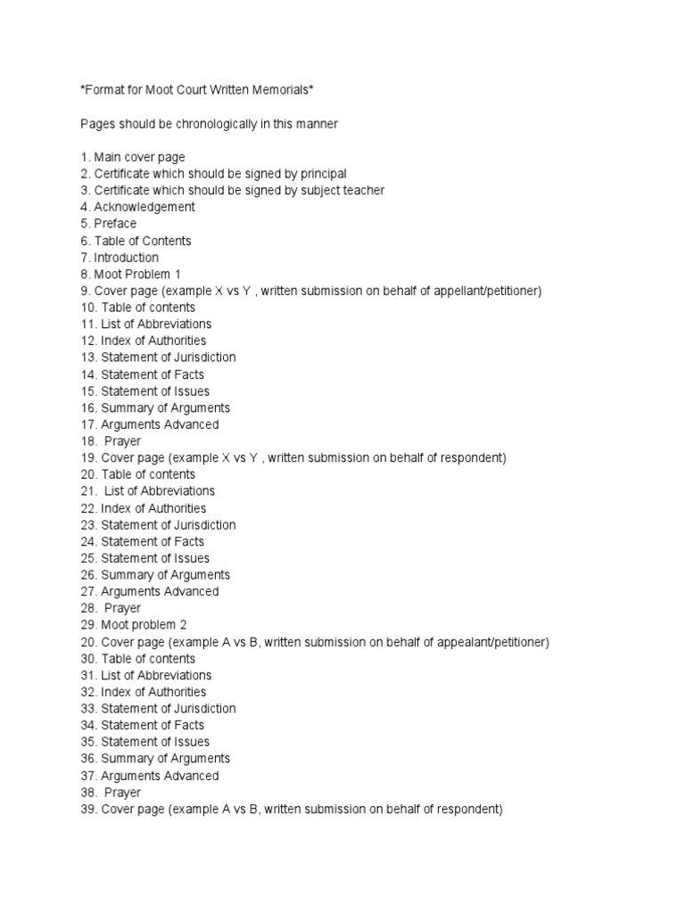 Format For Moot Court Written Memorials | PDF | Public Sphere | Justice