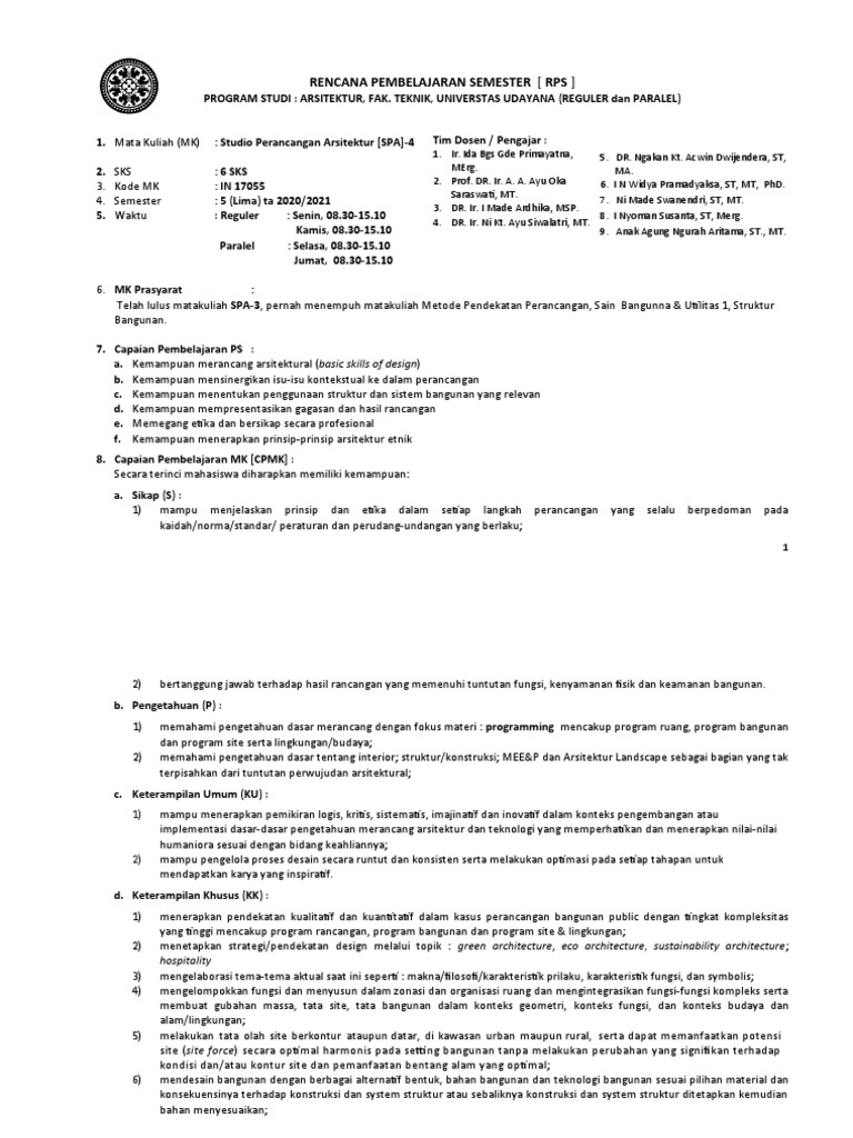 02 - RPS SPA 4 - Ganjil 2020 - Reguler-Paralel-NonReguler | PDF