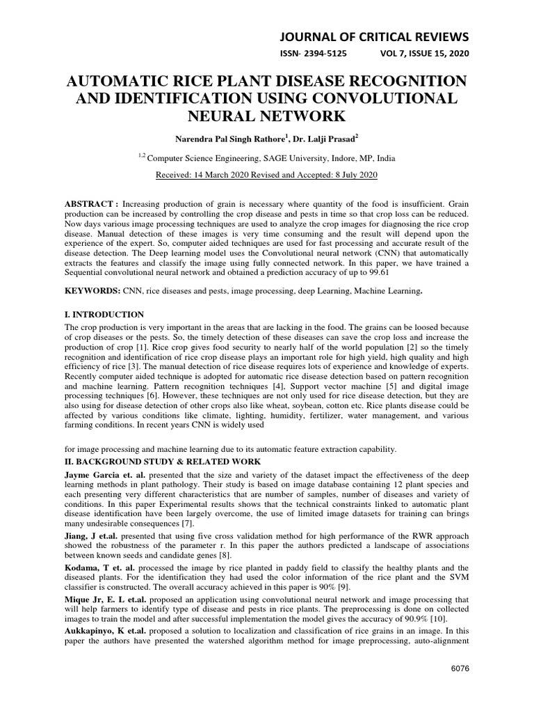 Rice Leaf Disease Detection Using Cnn Pdf Artificial Intelligence