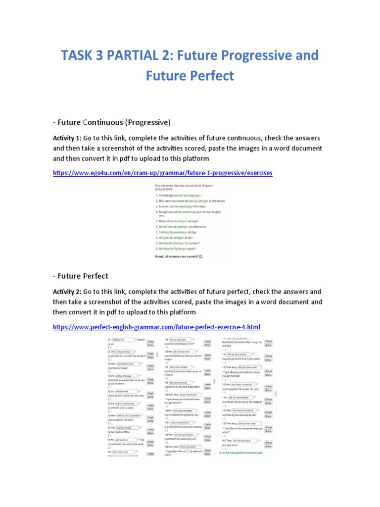 TASK 3 PARTIAL 2 Future Progressive and Future Perfect | Download Free PDF | Climate Change ...
