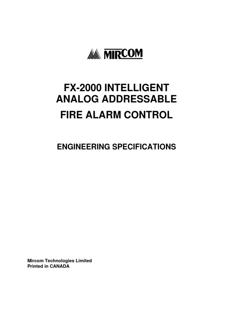 FX-2000 Engineering Specifications | PDF | Switch | Electrical Wiring