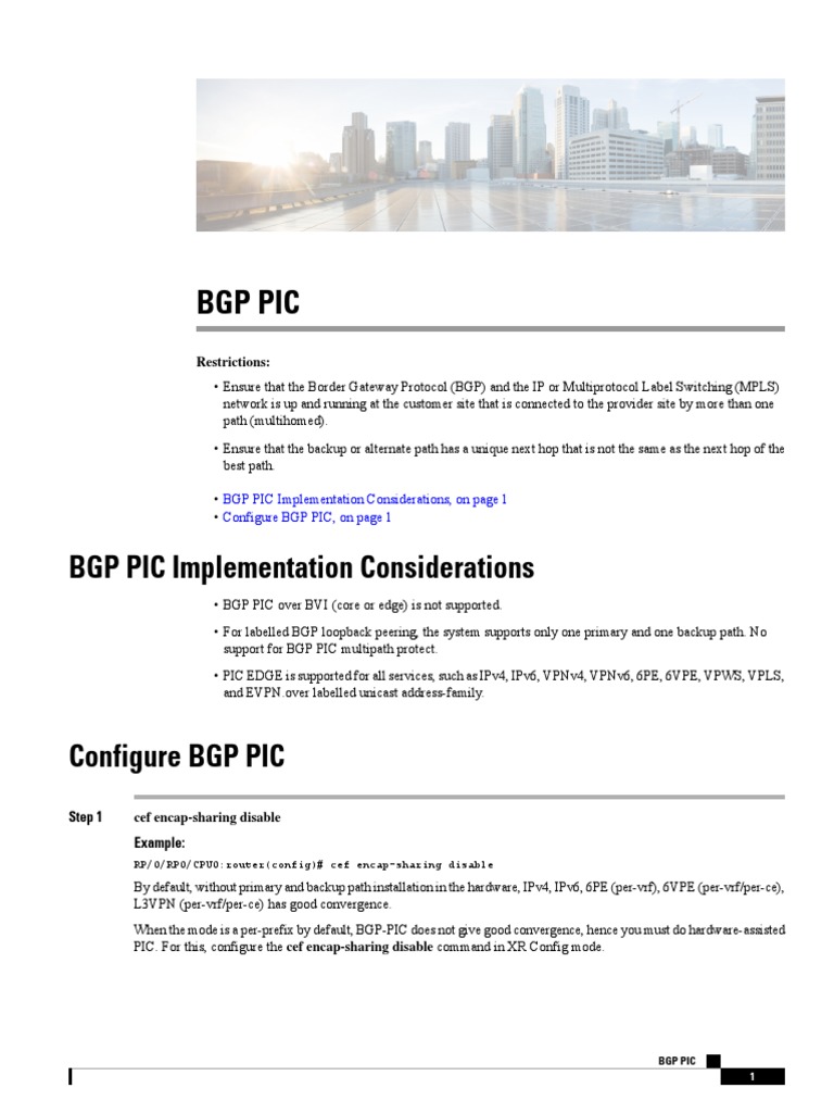 BGP PIC Implementation Considerations | PDF | Networking ...