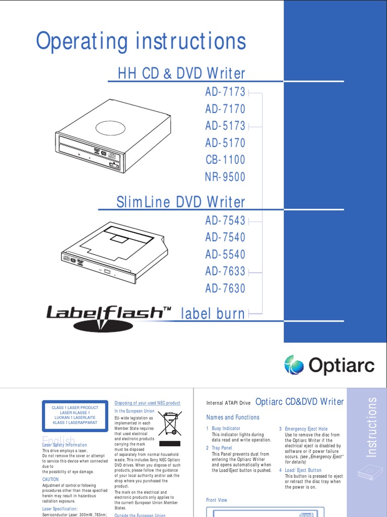 Optiarc AD-7173A | PDF | Cd Rom | Dvd