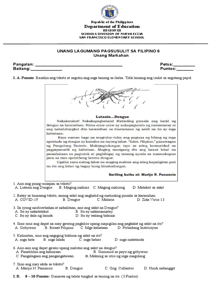 First Summative Test 1st Quarter | PDF