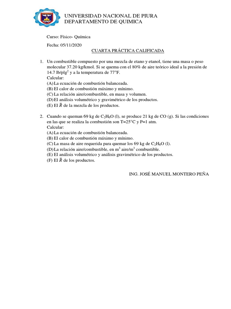 Cuarta Practica Calificada | PDF