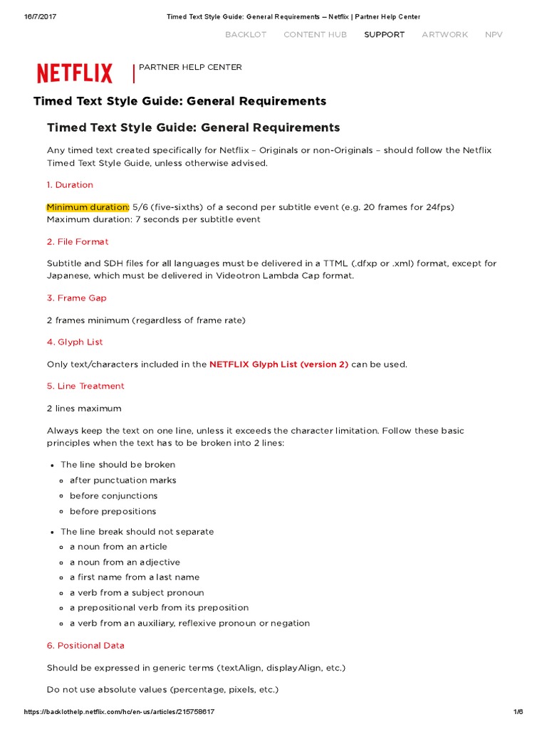 Netflix Timed Text Guide | PDF | Verb | Translations